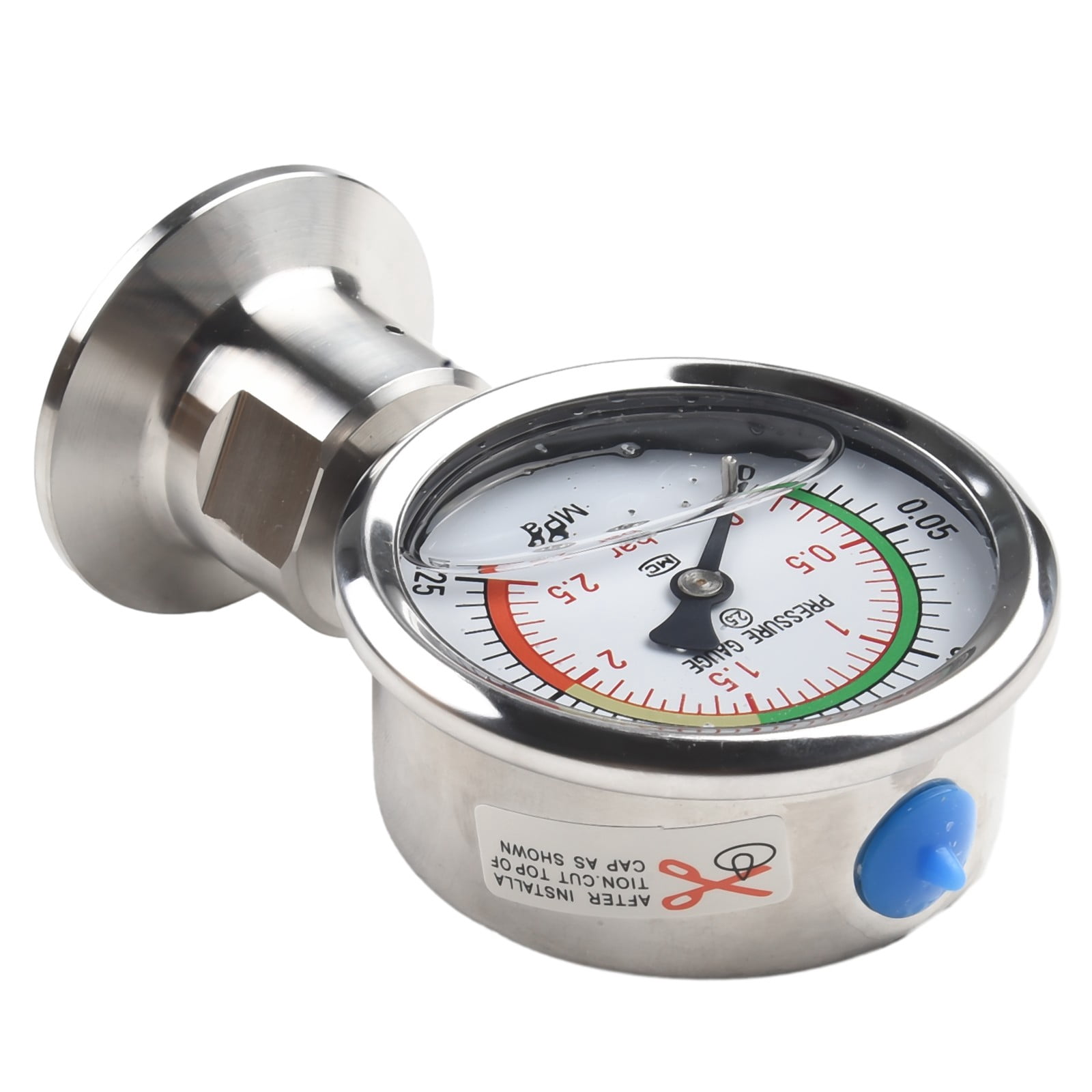 0-0.25Mpa Manometer 50.5Mm Od Tri Clamp Membrane Pressure Gauge ...