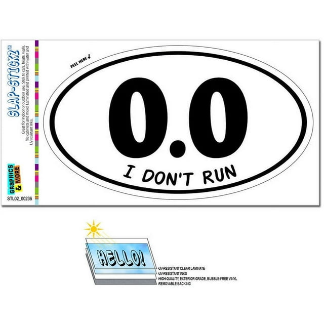 0.0 I Don't Run Anti Marathon Hate Running Euro Oval Automotive Car ...