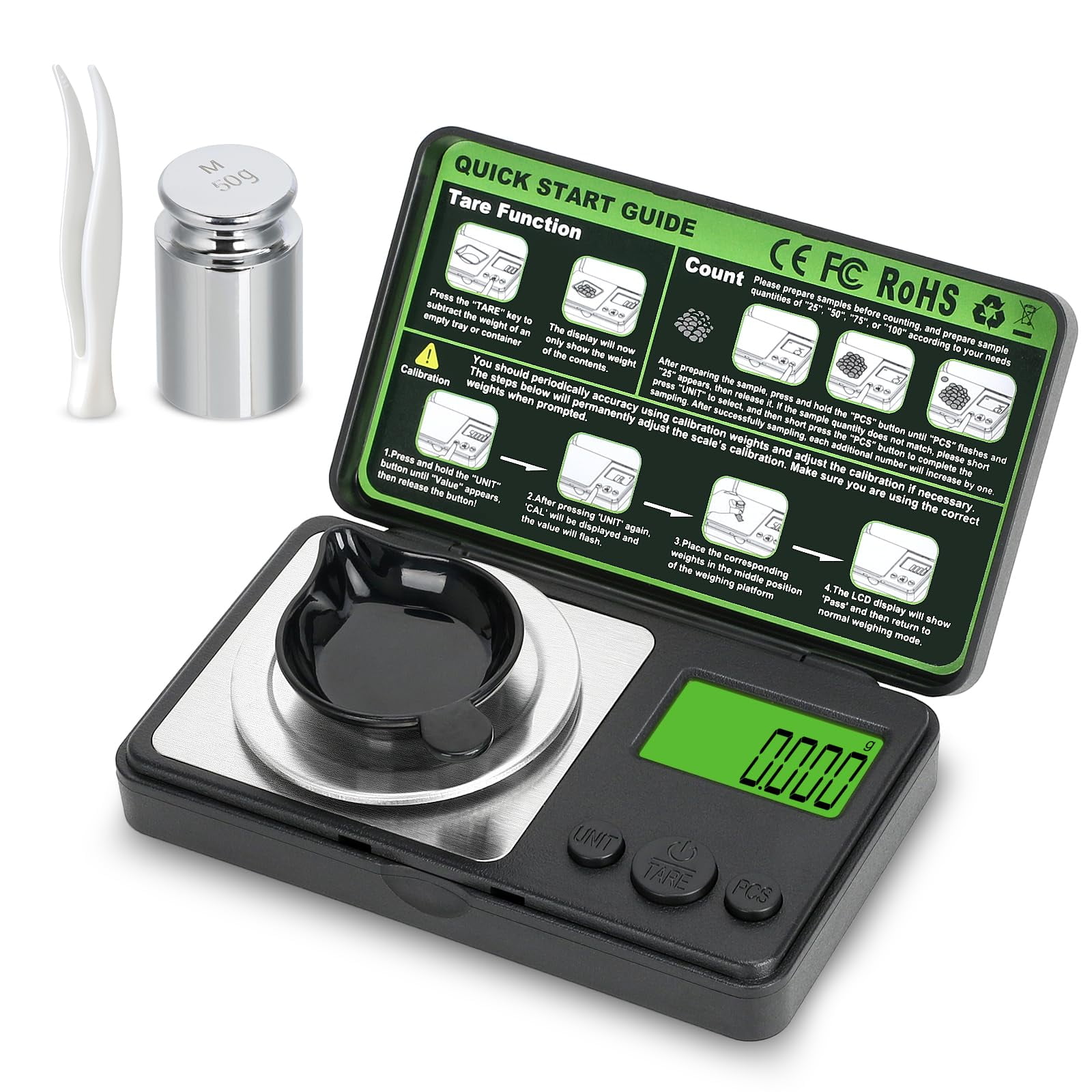 0.001g/50g Digital Milligram Scale, Portable Micro Scales with Display ...