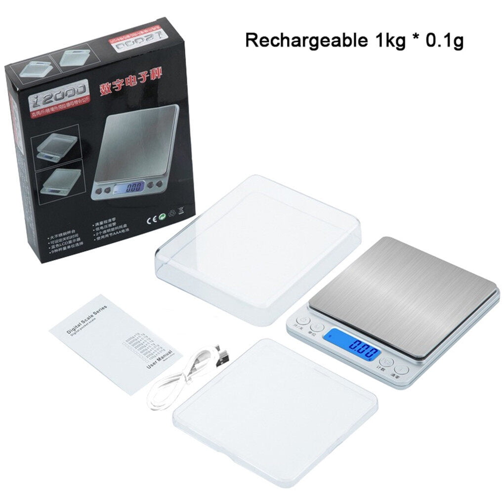 0.01/0.1g Precision LCD Digital Scales 500g/1/2kg Mini Electronic Grams ...
