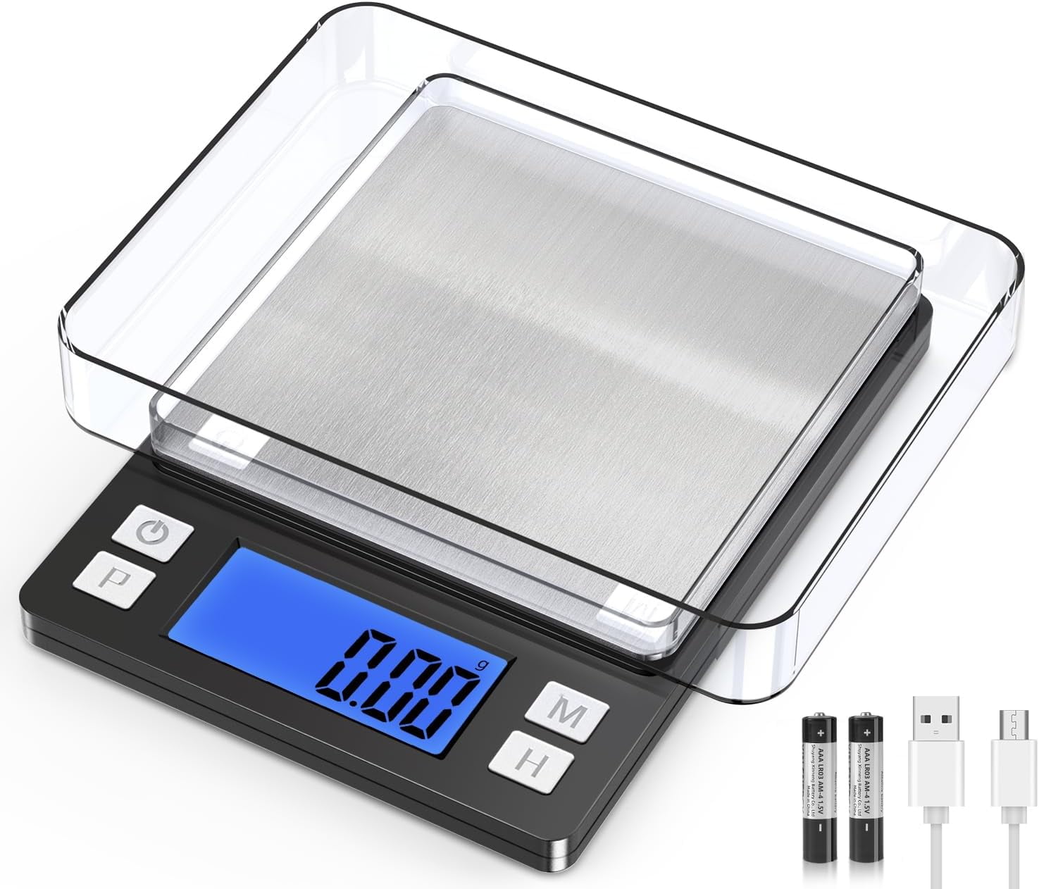 0.01g/1kg Upgraded Small Digital Scale, USB Rechargeable, with Larger ...