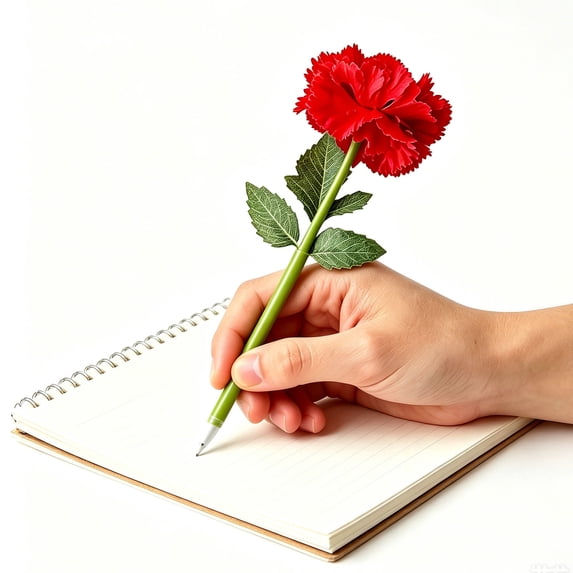 0.03in Medium Fine Tip Black Ink Artificial Flower Shaped Gel Pen ...