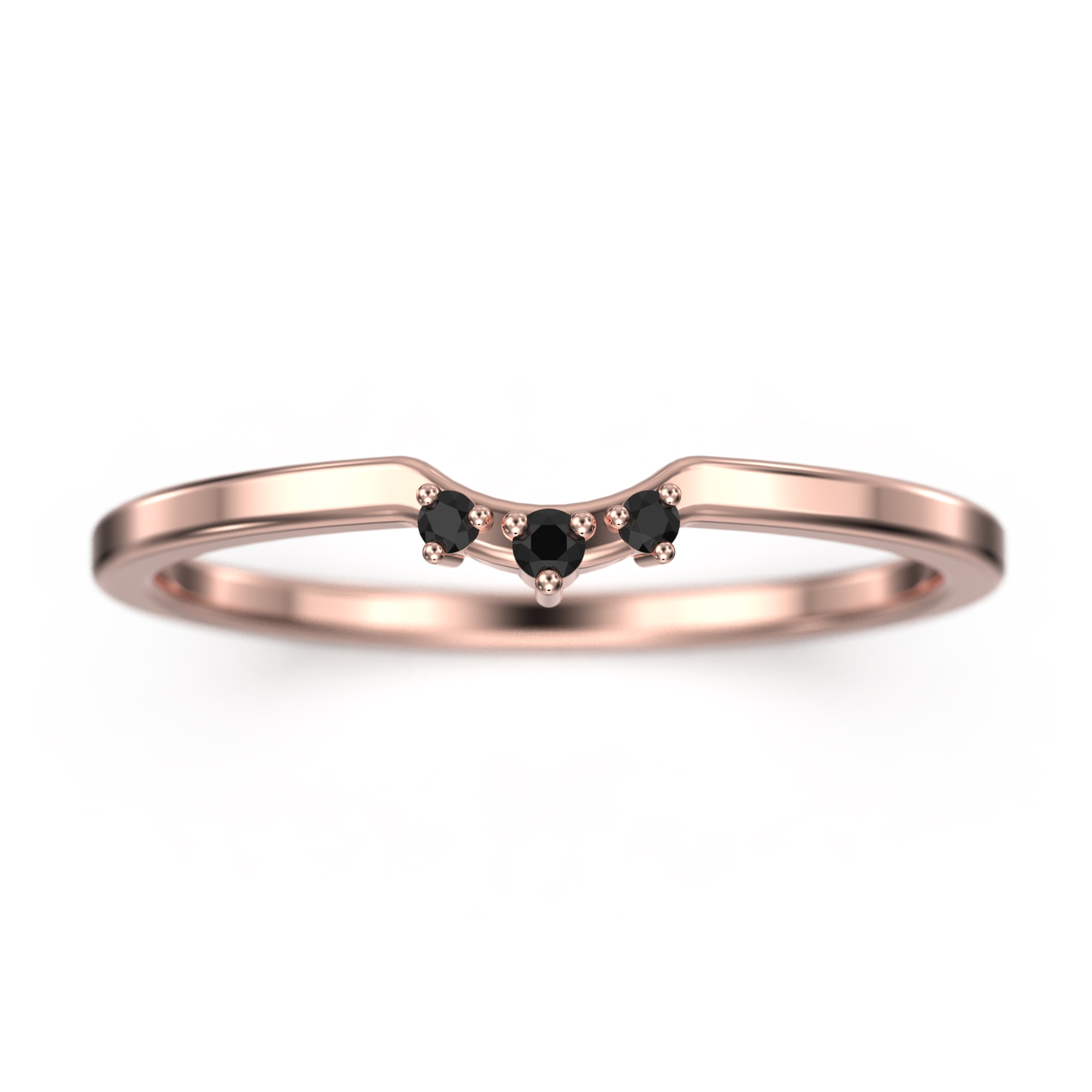 0.04ct Mini Trio Black Diamond Moissanite Nesting Ring 10K Rose GoldWedding Band - Walmart.com