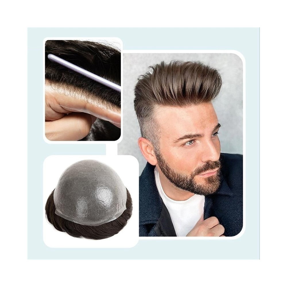 0.04mm Thin Skin Toupee Hair for Men, Real Human Hair Mens Hair System ...
