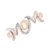 AFFY 0.16 Cttw Round Cut Natural Diamond Open Heart Mom Ring In 14k ...