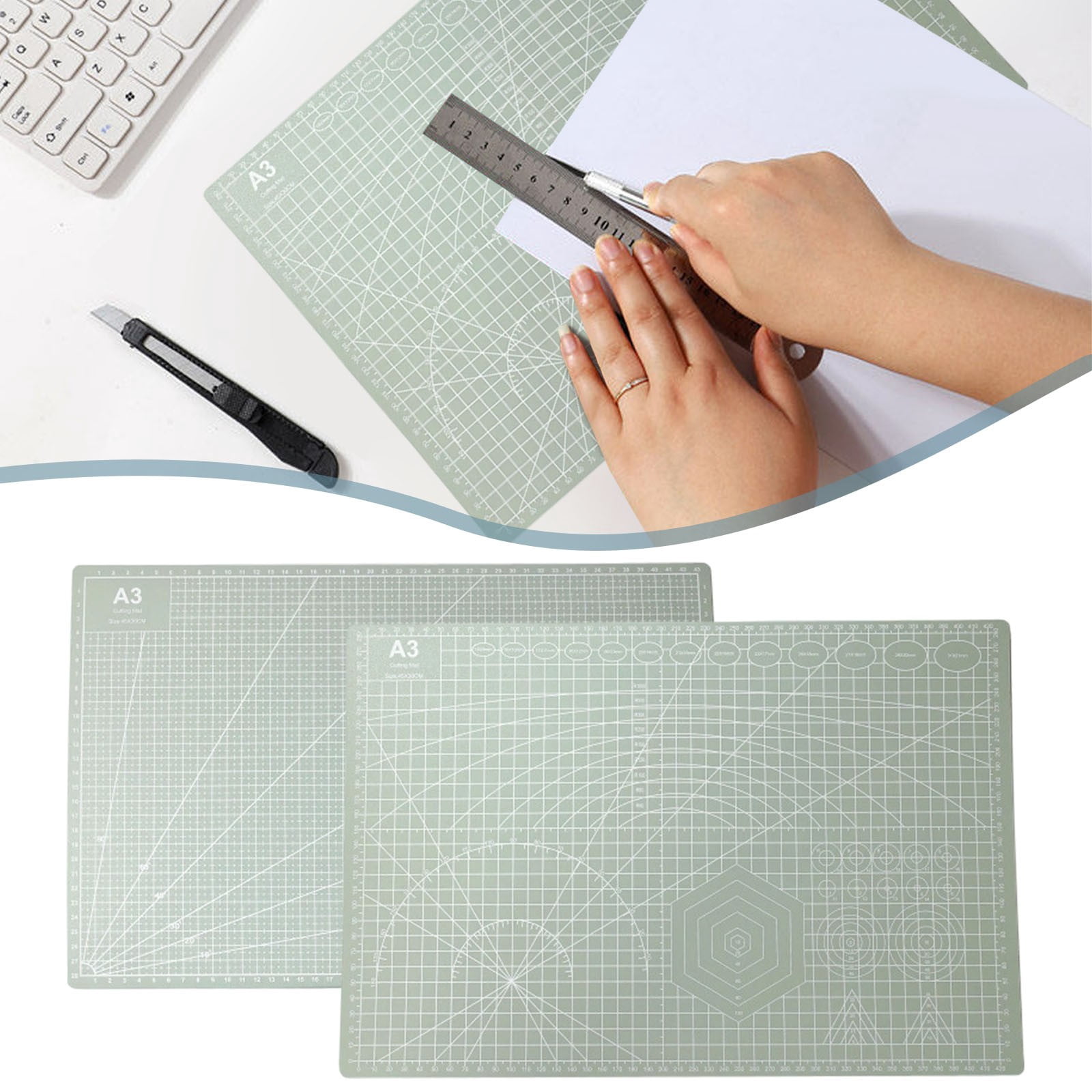 0.05" Thick Double-Sided A3 PVC Cutting Mat with Grid – Self-Healing ...