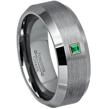 0.05ctw Princess Cut Ruby Tungsten Ring - 8MM Brushed Yellow Gold IP ...