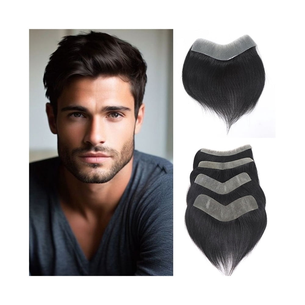 0.06mm Thin Skin Men Hairline Toupee Human Hair V Shape Invisible ...