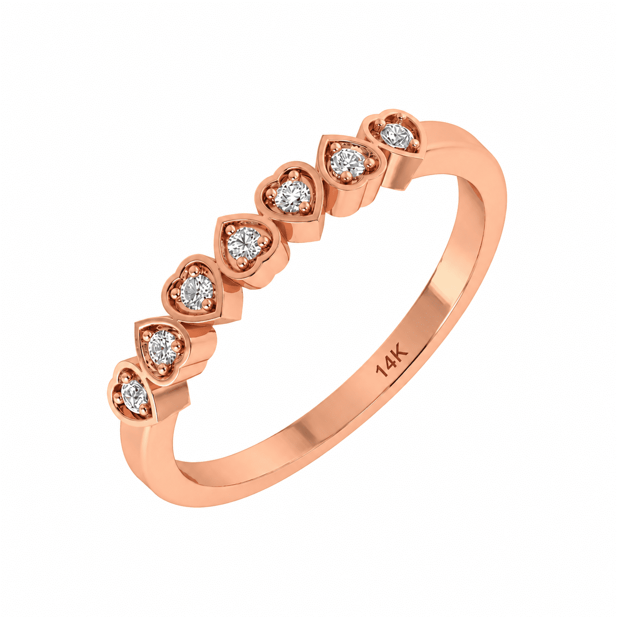 0.07Ct Diamond 14K Rose Gold Engagement Wedding Band Womens Jewelry ...