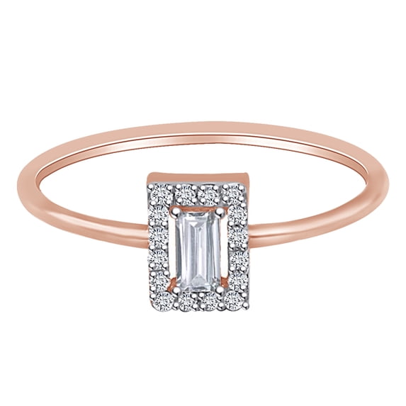 AFFY 0.1 Carat (cttw) Baguette & Round White Natural Diamond Fashion ...