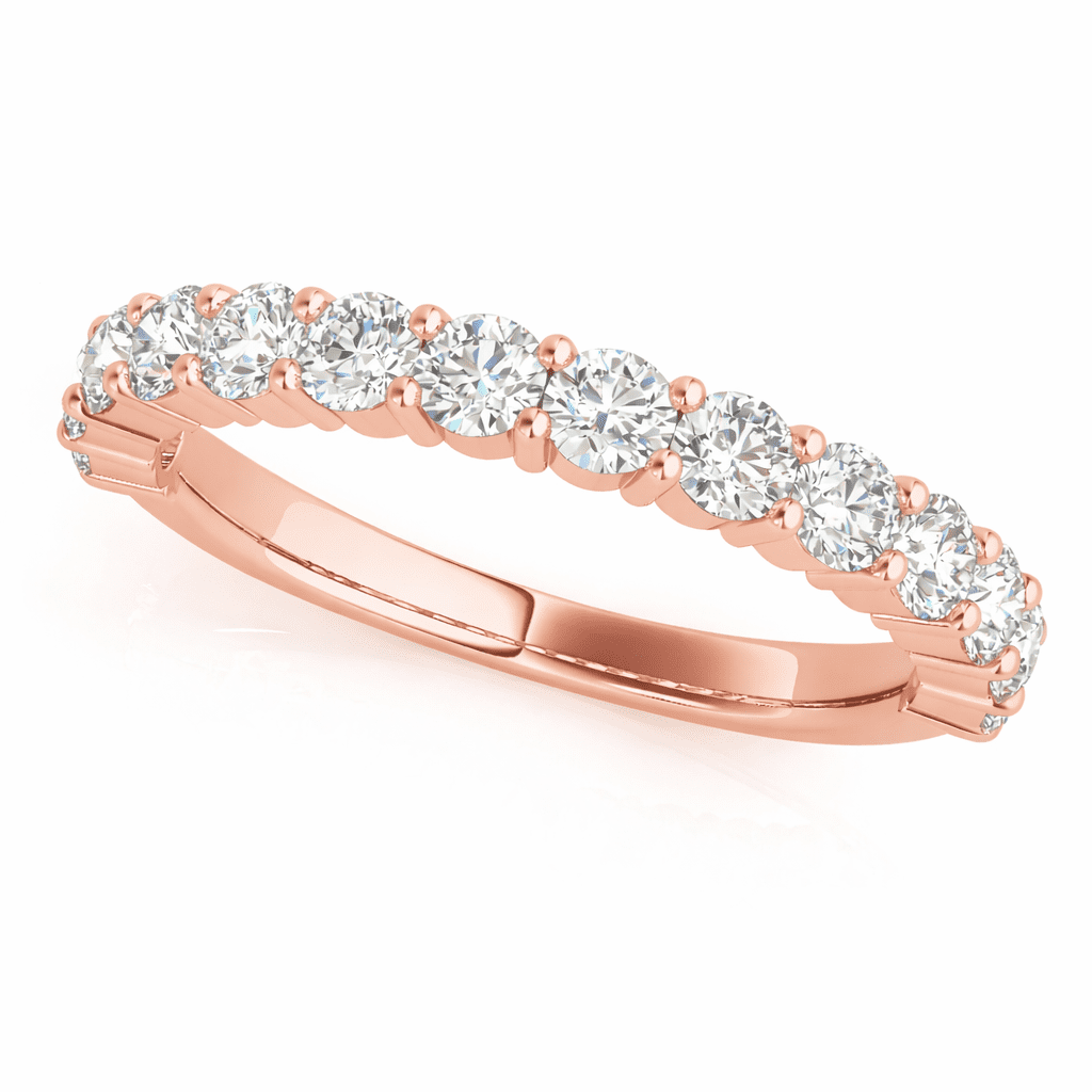 0.10 CT Diamond Half Eternity Band in 14K Solid Rose Gold for Women ...