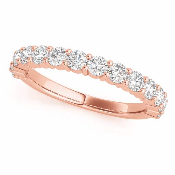 0.10 CT Diamond Half Eternity Band in 14K Solid Rose Gold for Women ...