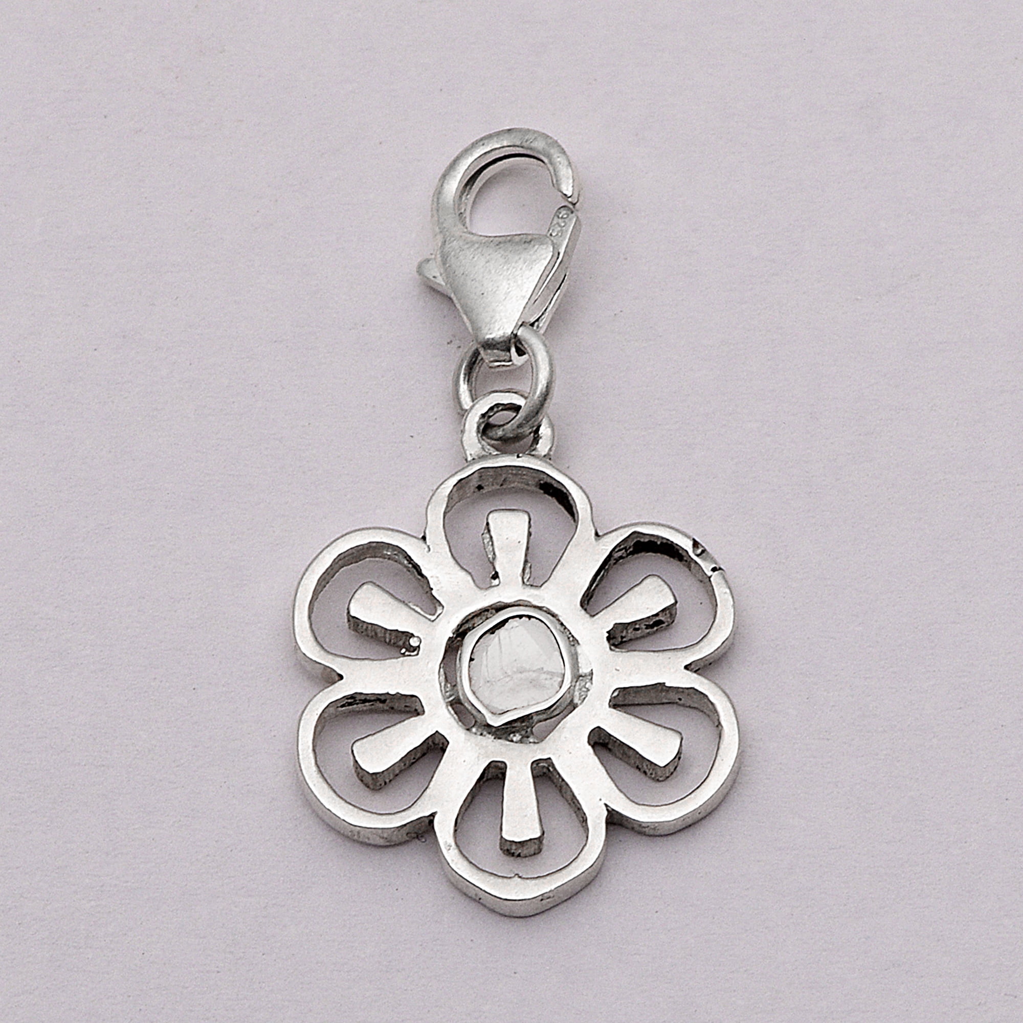0.10 CTW Natural Diamond Polki Flower Charm Valentines Day Gifts ...