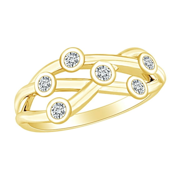 AFFY 0.10 Carat (Ctw) Round Shape White Natural Diamond Bubbles Engagement Ring In 10k Solid ...