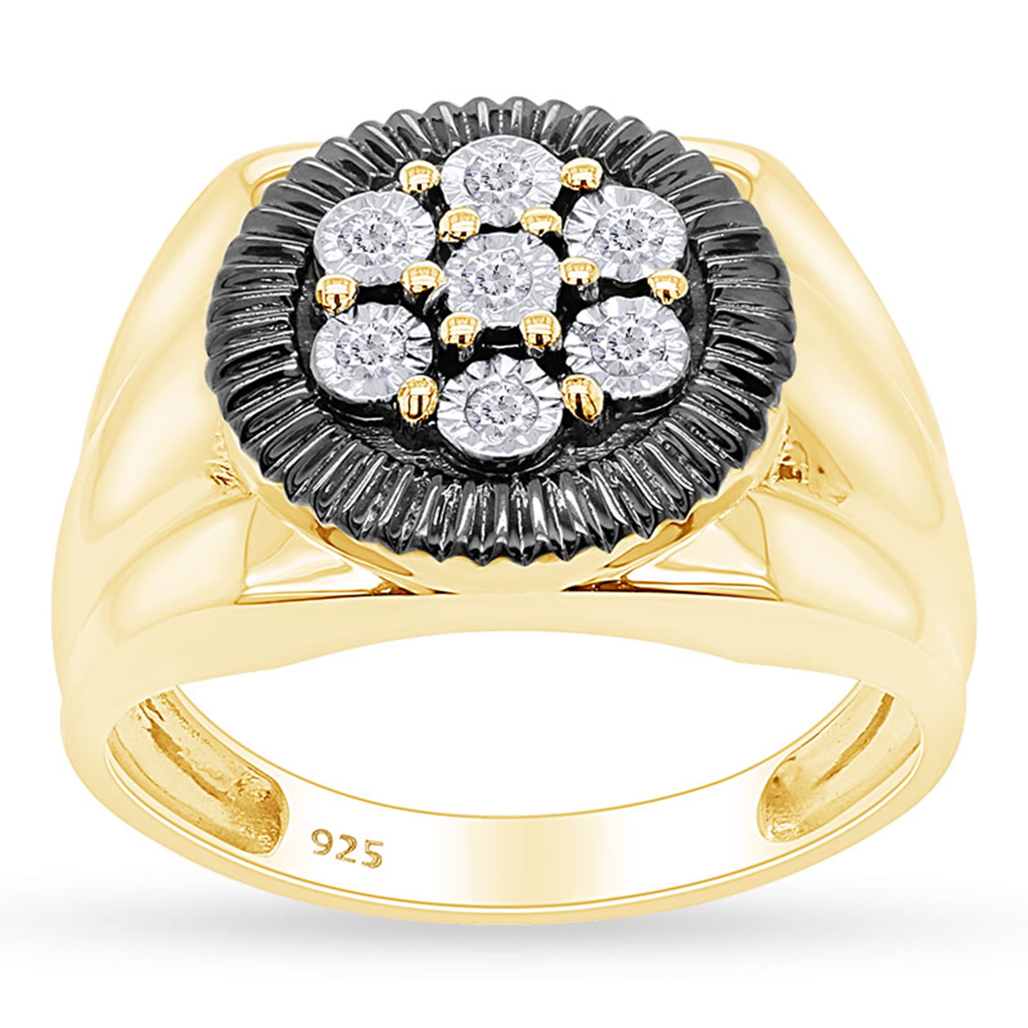 AFFY 0.10 Carat Round White Natural Diamond Men's Promise Ring 14K ...