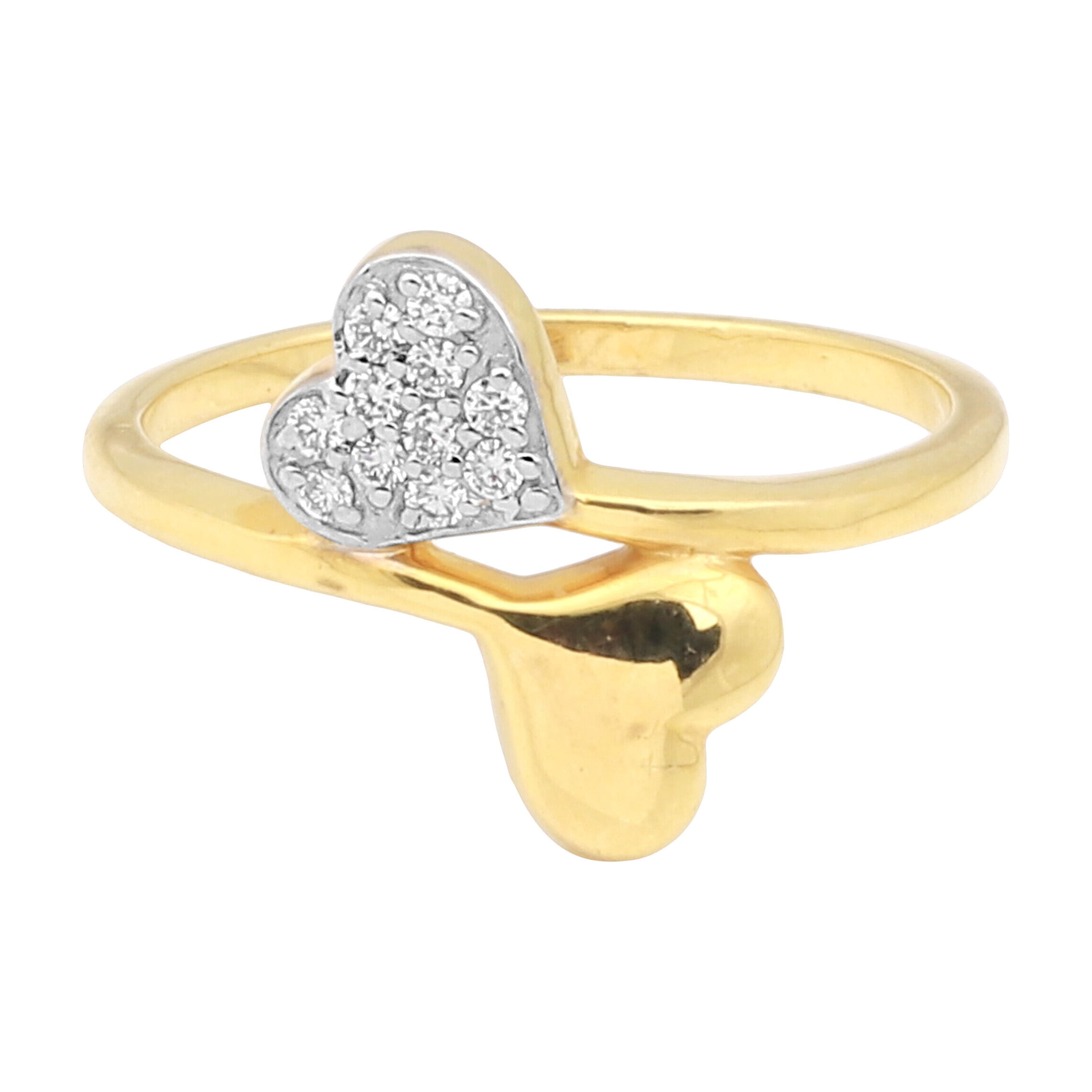 0.10 Ct. IGI Certified Natural Diamond 18k Heart Cross Over Yellow Gold ...