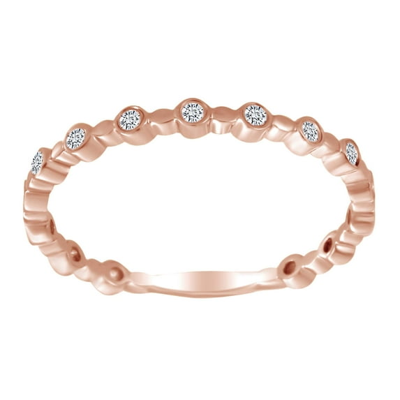 AFFY 0.10 Cttw Round Shape White Natural Diamond Stackable Band Ring In ...