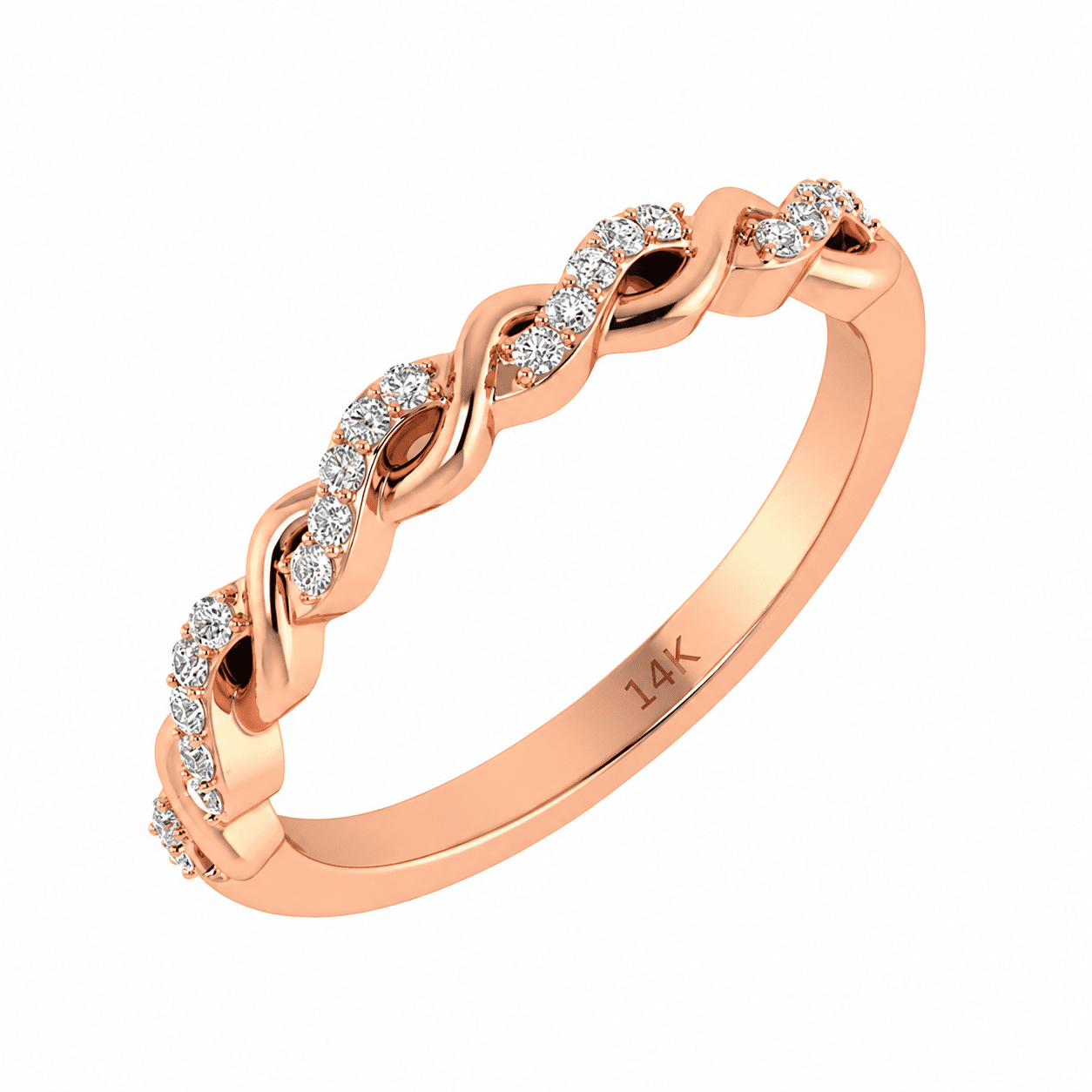 0.11Ct Diamond Twisted Infinity Ring in 14K Solid Gold for Women ...