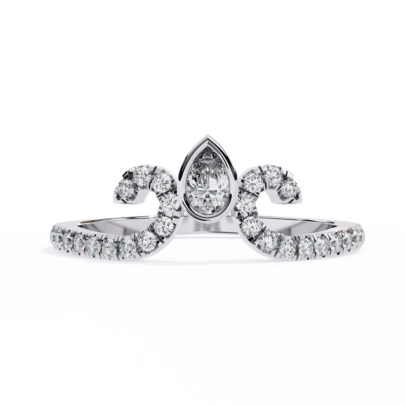 0.12 CT Pear Cut Lab Grown Diamond Bypass Pave Engagement Ring, IGI ...