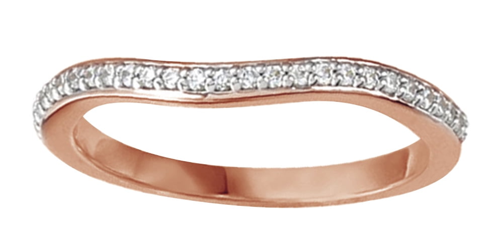 AFFY 0.12 Ct Round Shape White Diamond Contour Band Ring In 14K Solid ...