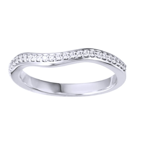 AFFY 0.12 Ct Round Shape White Diamond Wavy Contour Band Ring In 14K ...