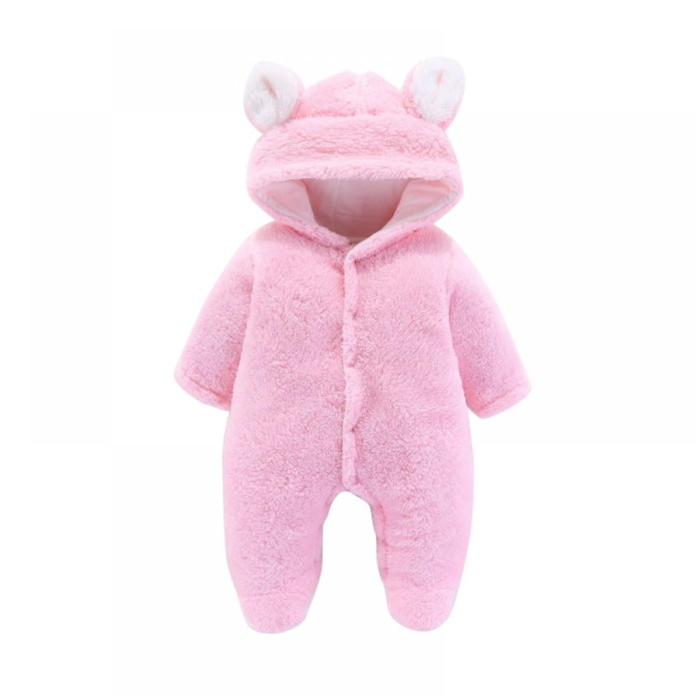 0-12M Baby Girls Boys Winter Warm Fleece Footed Snowsuits Rompers ...