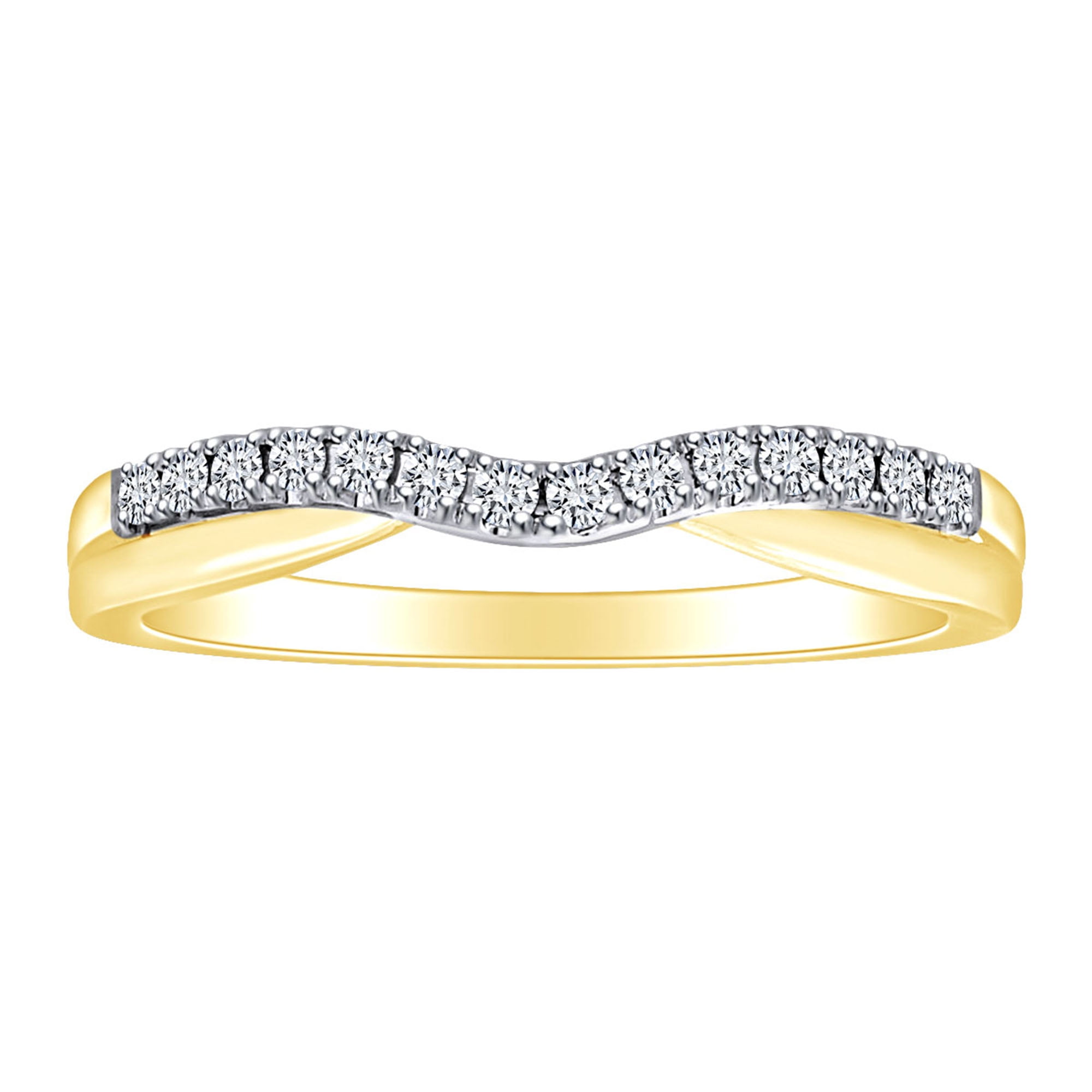 AFFY 0.13 Cttw Round Cut White Natural Diamond Wavy Wedding Band In 10K ...