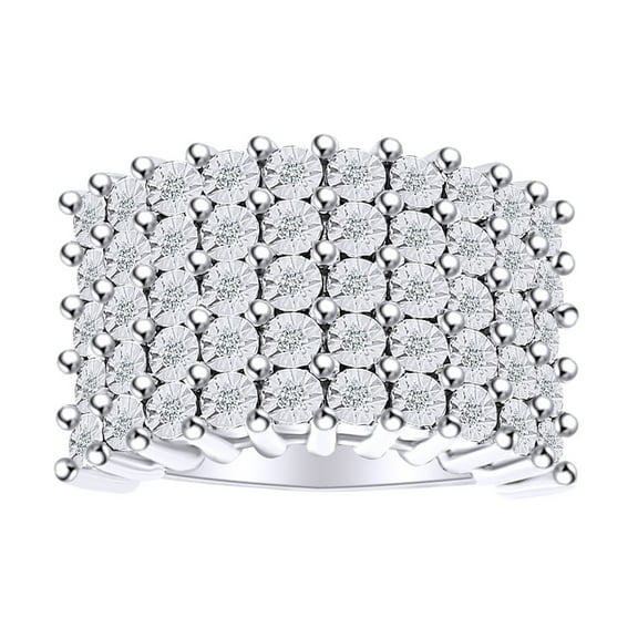 AFFY 0.14 Carat Round White Natural Diamond Men's Wedding Ring 14K ...