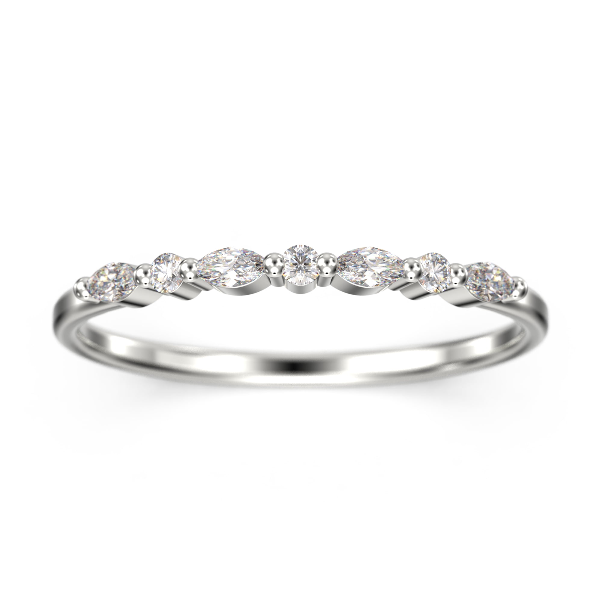 0.14ct Petite Versailles Diamond Moissanite Ring Wedding Band 10k White Gold - Walmart.com