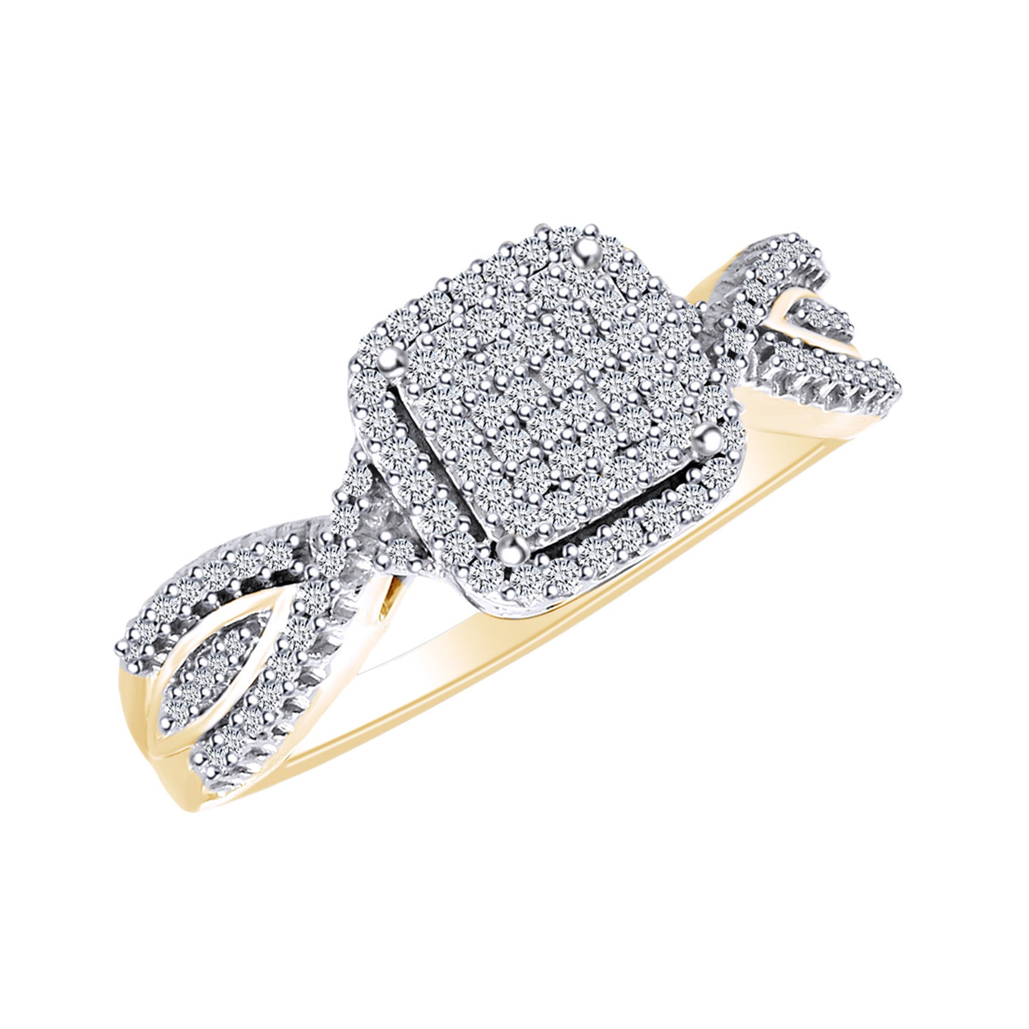 AFFY 0.15 Carat Round Cut White Natural Diamond Infinity Square Halo ...