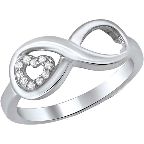 0.15 Ct Round Cut White Diamond Infinity Heart love Sign Wedding ...