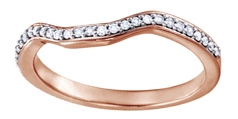 0.16 Ct Round Shape White Diamond Contour Band Ring In 14K Solid Rose ...