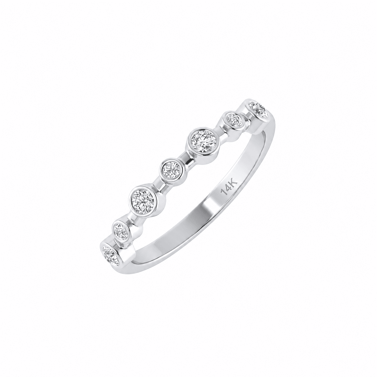 0.17ct Diamond Wedding Band 14K White Gold Bezel Set Women Jewelry ...