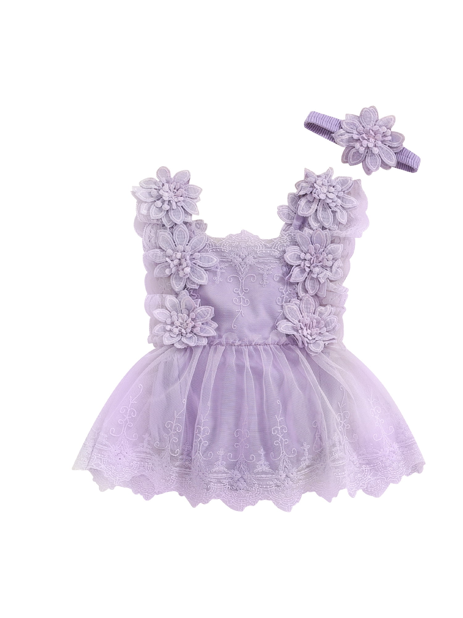 0-18M Newborn Baby Girl Boho Lace Floral Romper Infant Tulle Ruffle ...