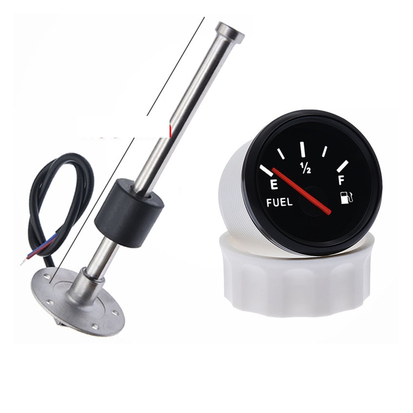 0-190 Ohm Fuel Level Gauge With Fuel Level Sensor 52mm Fuel Level With Red Backlight Oil ...