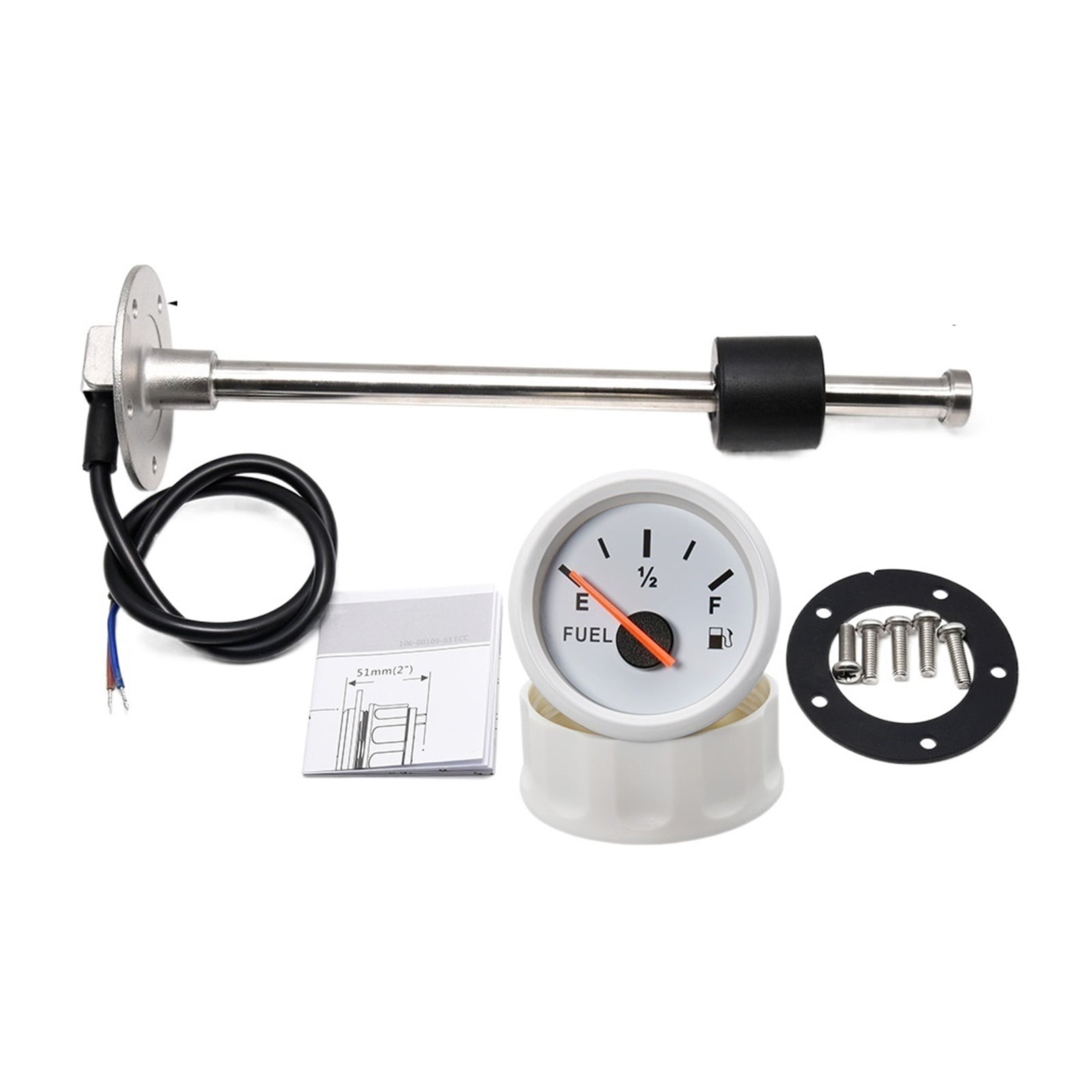 0-190ohm Fuel Gauge Red LED 2" 52mm Oil Tank Level Indicator With Fuel ...