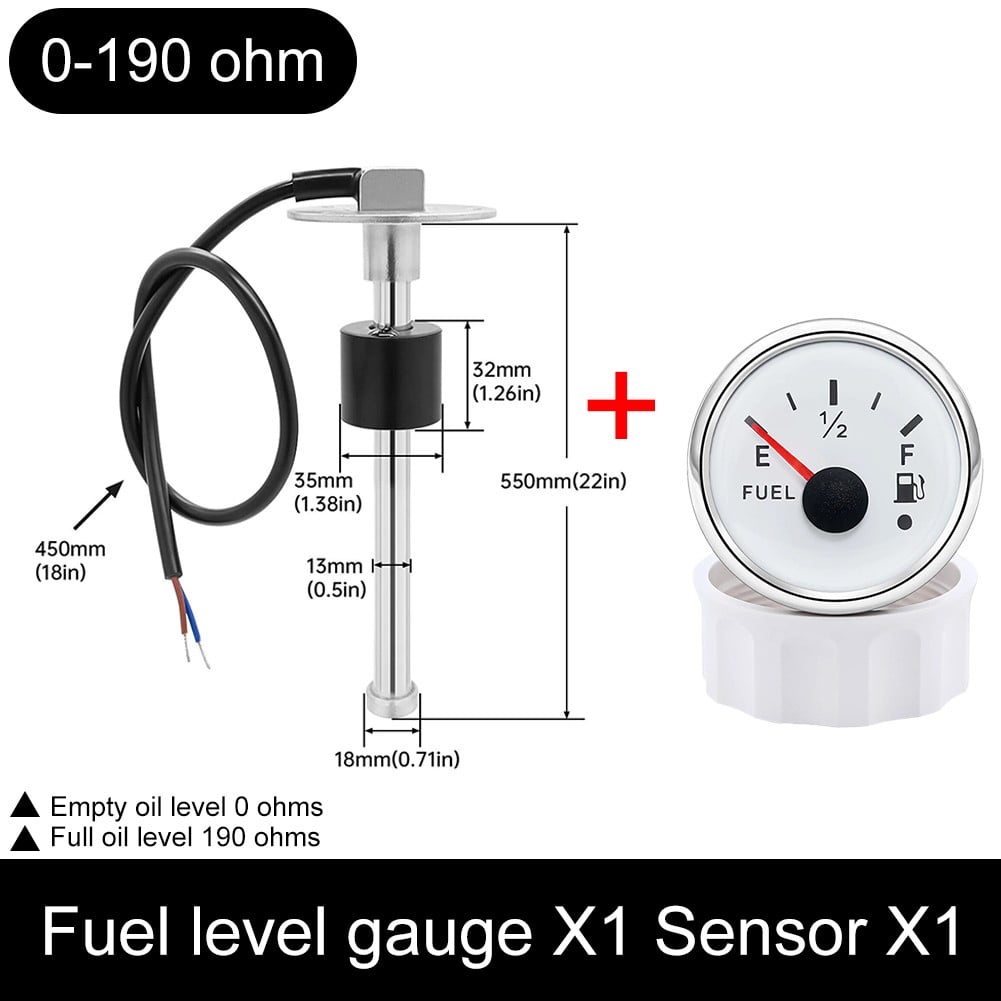 0-190ohm Fuel Level Gauge Meter Fuel Level Sensor Fuel Gauge 52MM for ...