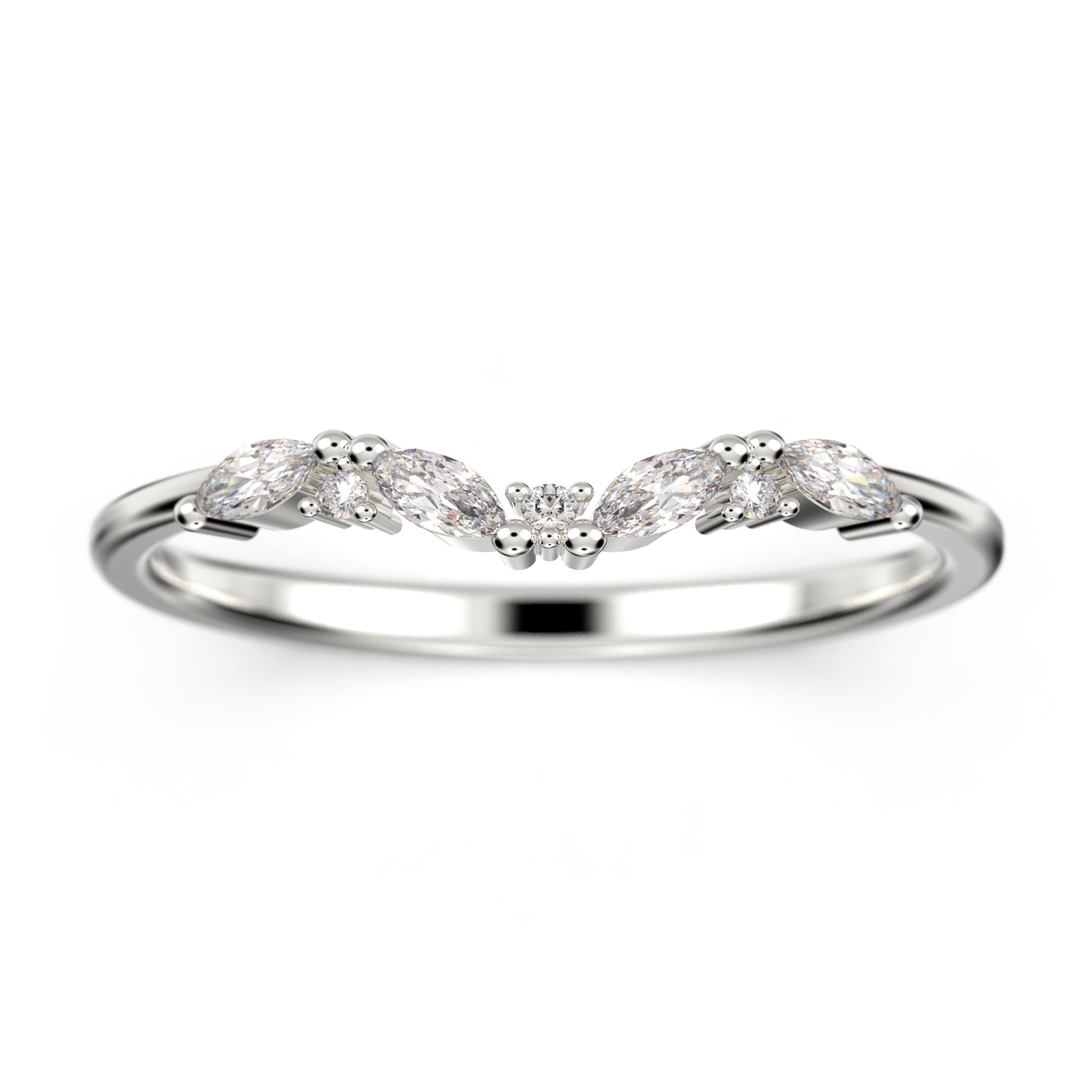 0.19ct marquise and round diamond moissanite 18K White Gold over silver wedding band - Walmart.com