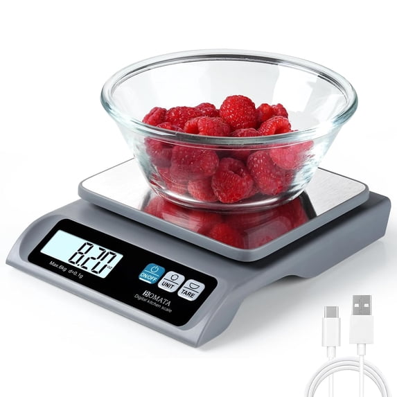 0.1g/ 13lb Food Scale, USB Rechargeable, Digital Kitchen Scale with ...