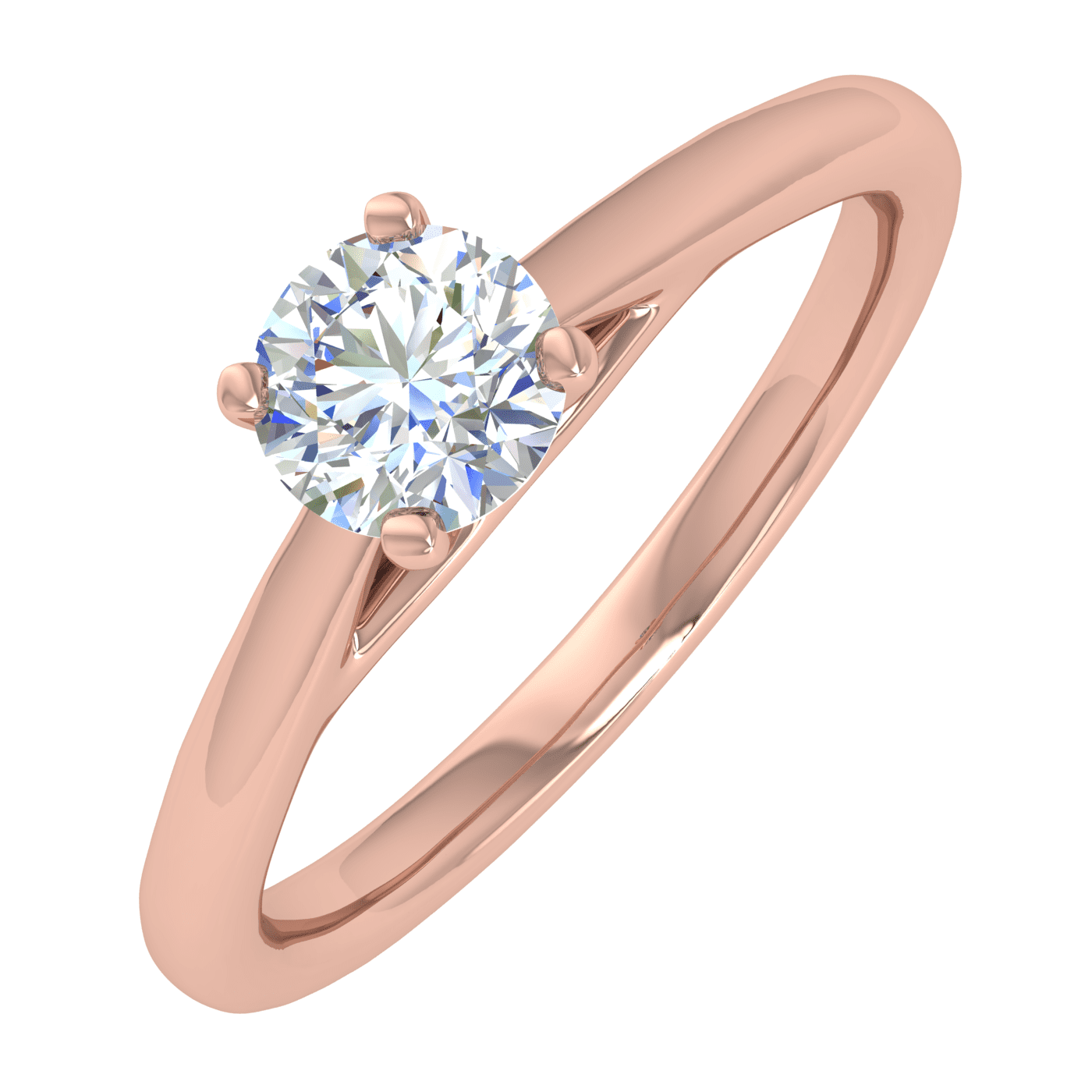 0.2 Carat Prong Set Solitaire Diamond Engagement Ring Band in 14K Rose Gold Ring Size 11