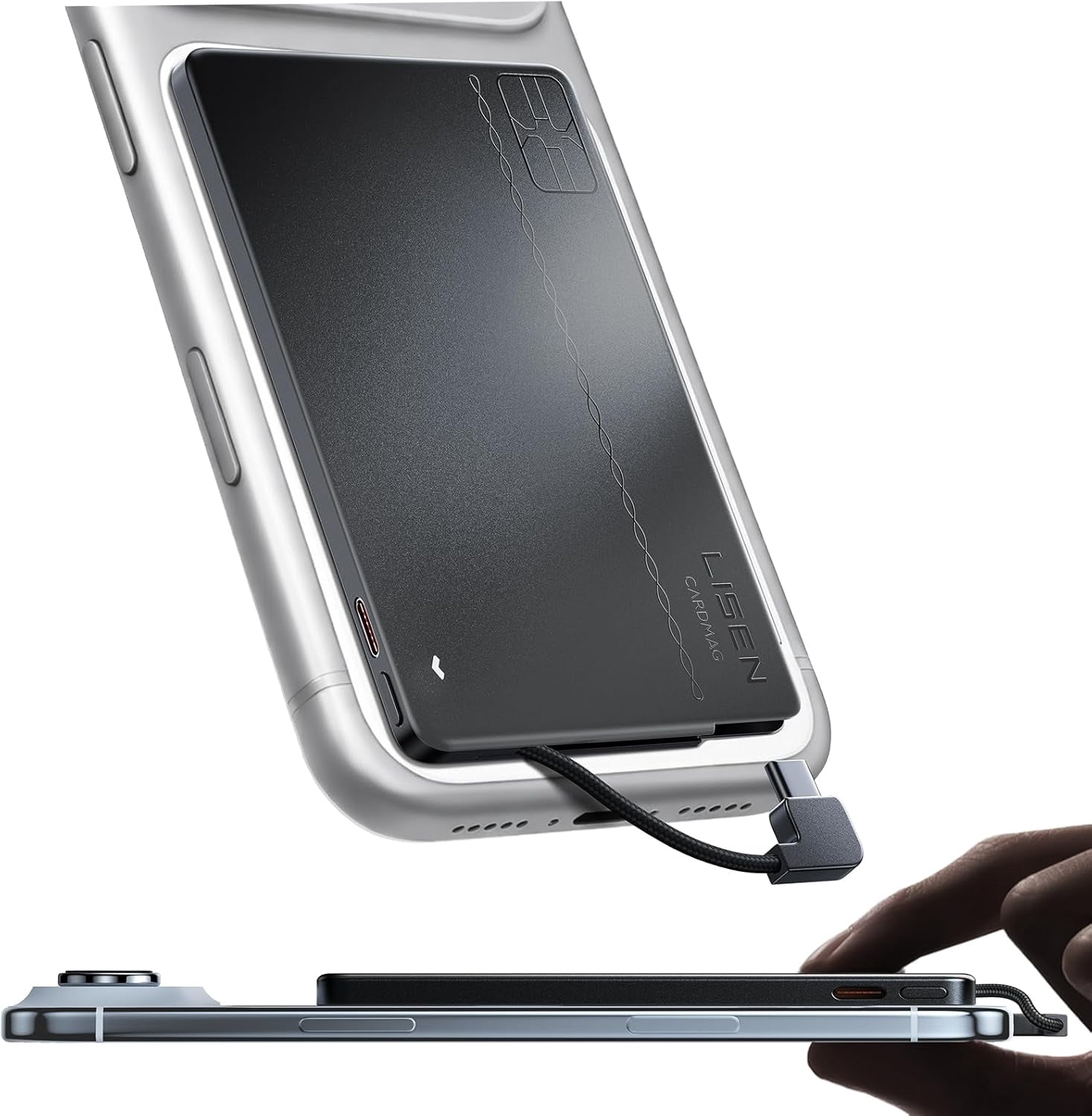 0.2‘’ Charge Card Phone Charger，5000mAh Ultra Slim Power Bank Fast Charging USB C ，Alloy Thin ...