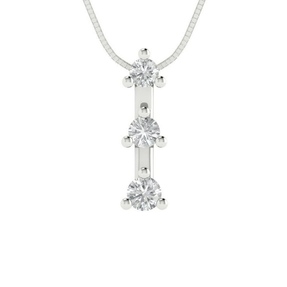 0.21 cctw Simulated Diamond White Gold Plated Pendant with 16" Box ...