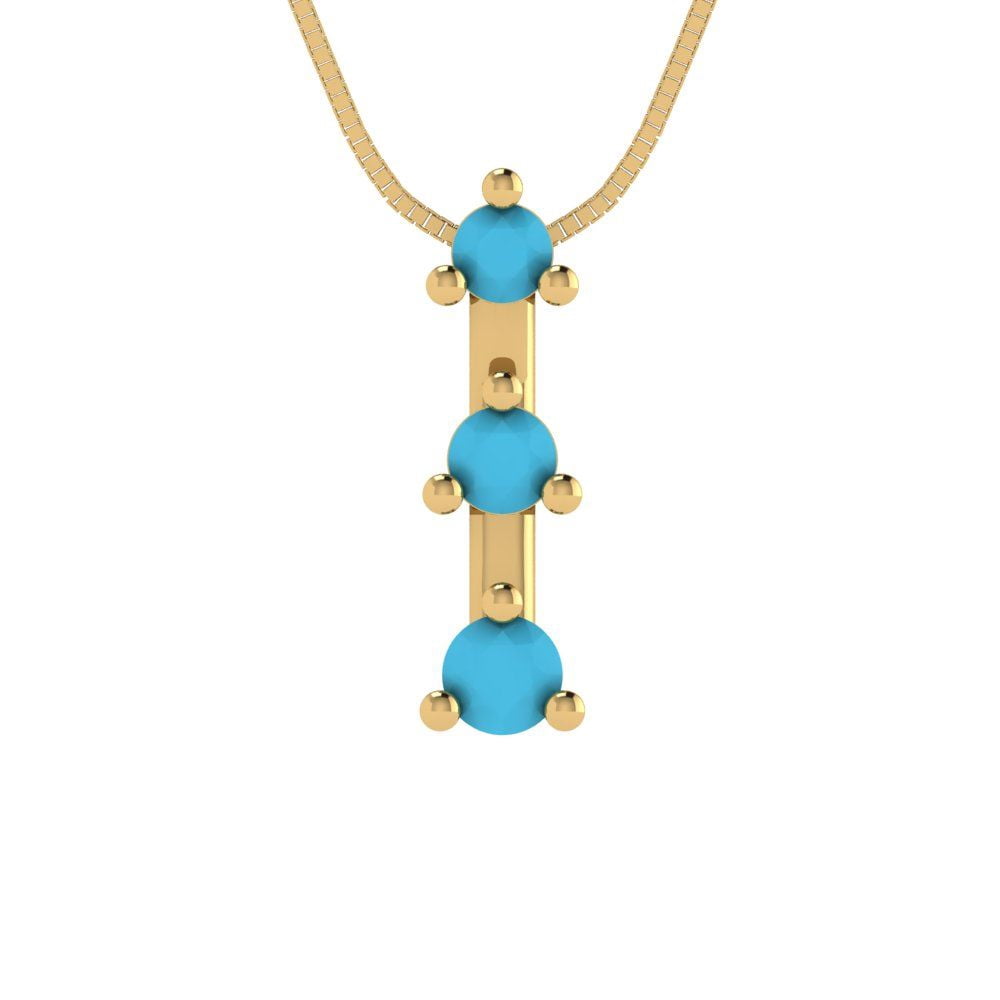 0.21 cctw Turquoise Yellow Gold Plated Pendant with 16" Box Chain (2 ...