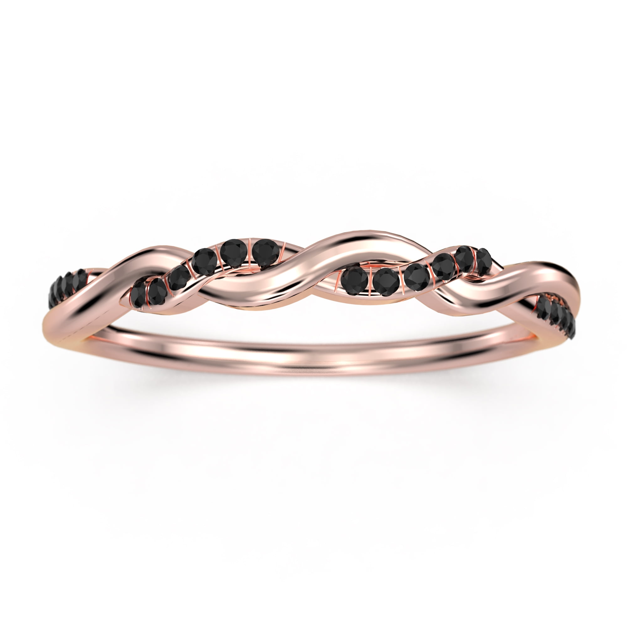 0.22 Ct 1mm Round Cut 10K Rose Gold Twisted Vine Black Diamond Moissanite Ring. - Walmart.com