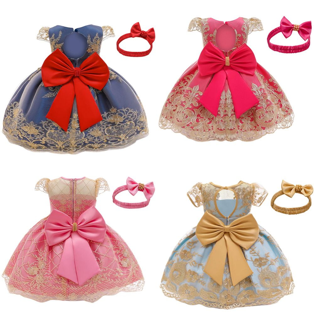 0-24M Baby Girls Princess Dress Ruffle Lace Backless with Headwear ...