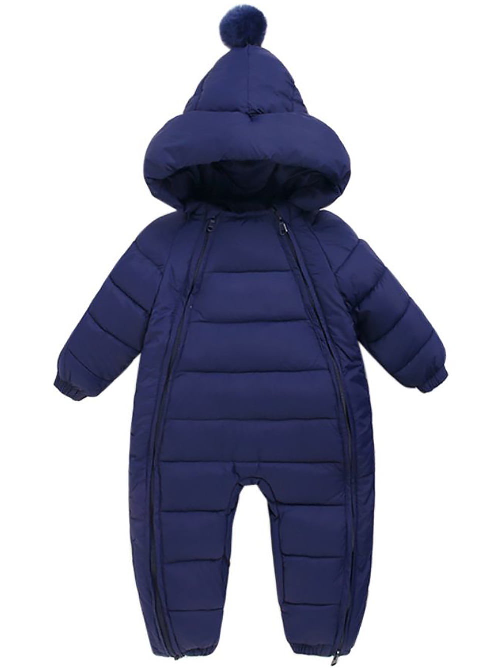 0-24M Baby Infant Winter Snowsuit Coat Romper Hooded Double Zipper Warm Jumpsuit for Boys Girls ...