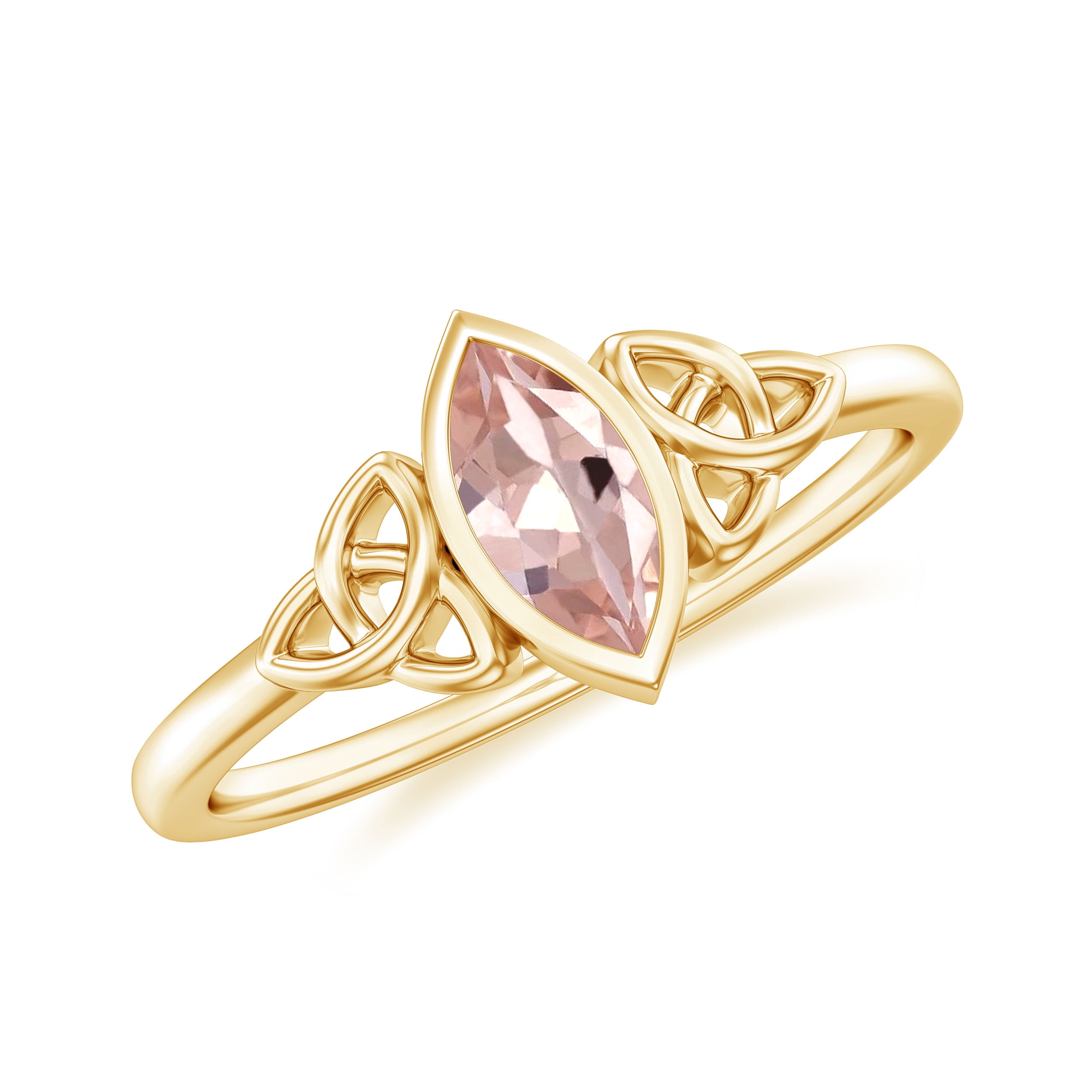 0.25 CT Morganite Solitaire Ring, Gold Celtic Ring (7X3.5 MM Marquise ...
