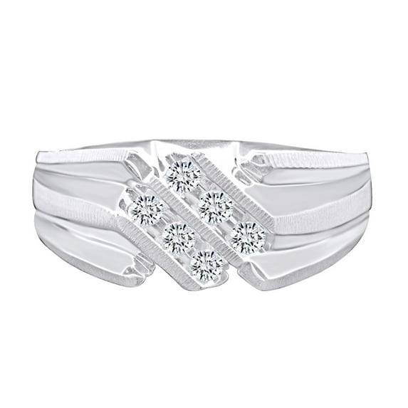 AFFY 0.25 Carat Round Shape White Natural Diamond Men's Two Row ...