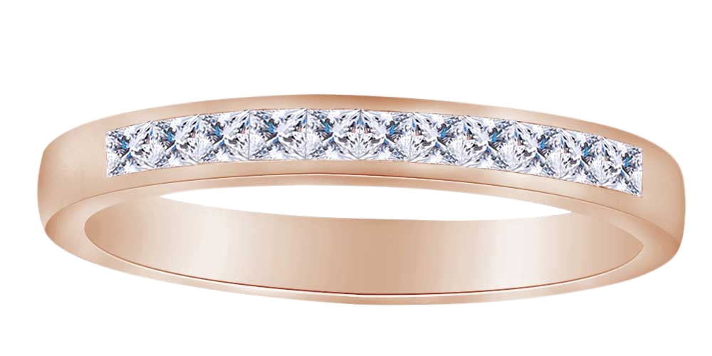 AFFY (0.25 Cttw) Princess Cut White Diamond Channel Set Engagement Band ...