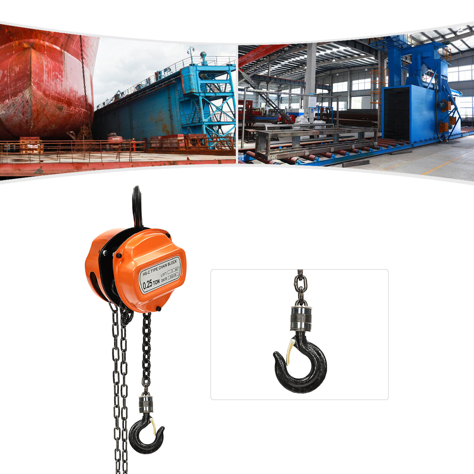 0.25 Ton Chain Puller Block 9.8ft Chain Lift Hoist Hand Chain Hoist ...